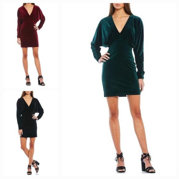 Gianni Bini | Dresses | Gianni Bini Long Sleeve Vneck Velvet Dress In ...